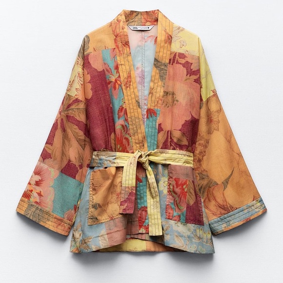 Zara | Tops | Zara Patchwork Print Kimono Top | Poshmark